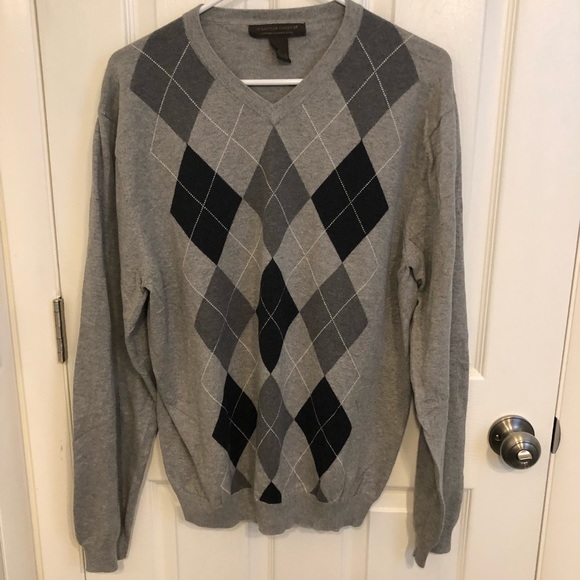 Sebastian Cooper | Sweaters | Mens Argyle Cotton Cashmere Blend Vneck ...